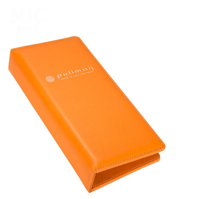 Free sample Customized hotel faux leather orange trash can supplier