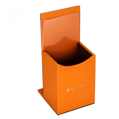 Free sample Customized hotel faux leather orange trash can supplier