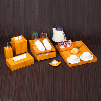 Free sample bamboo finished PMMA acrylic hotel consumable box for hotel amenities supplier