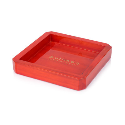 Free sample hotel red acacia wooden serving tray for room supplier