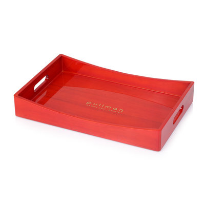 Free sample hotel red acacia wooden serving tray for room supplier