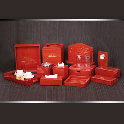 Free sample hotel red acacia wooden serving tray for room supplier