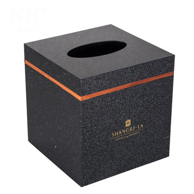 Custom endurable black with orange color acrylic square tissue box hotel supply supplier