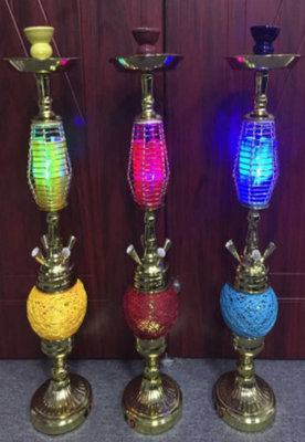 Iron Hookah Clubs Shisha with LED Light Best for Bars and Hookah Lounge