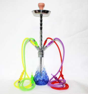 Zinc Alloy Hookah Silver Carbon Plate and Water Smoke Pole with Red Mud Tobacco Bowls
