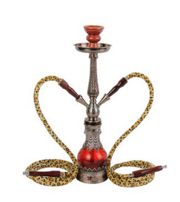 Woyu Crown Water Smoke Vase Zinc Alloy Hookah with 2 Leopard Print Shisha Pipes