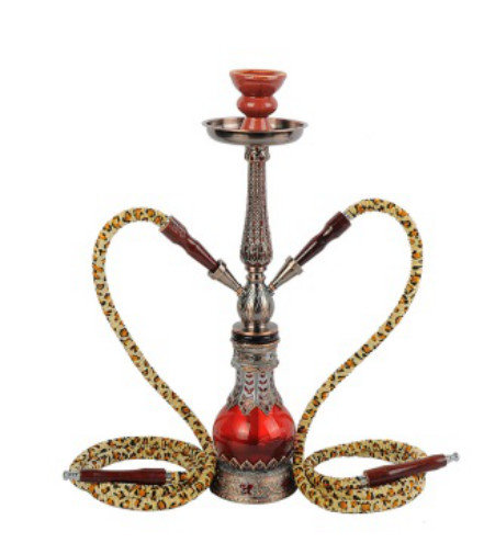Woyu Crown Water Smoke Vase Zinc Alloy Hookah with 2 Leopard Print Shisha Pipes