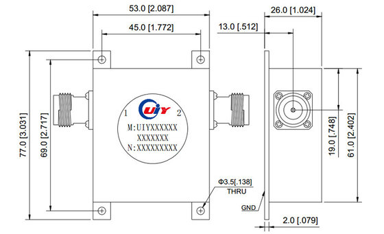 Ferrite RF full bandwidth SMA Isolator coaxial isolator from 225 to 400MHz can be customized