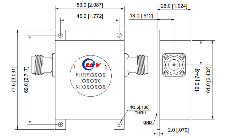 Ferrite RF full bandwidth SMA Isolator coaxial isolator from 225 to 400MHz can be customized