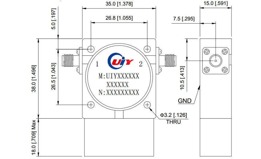 UHF coaxial isolator SMA Isolator with High power and small size