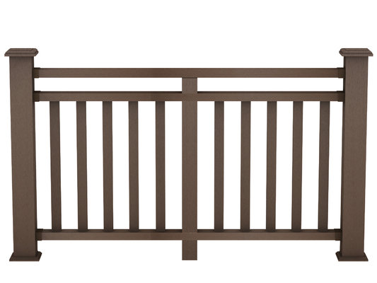 Outside Handrail Round Balusters Brown Composite Deck Brown Solid wood WPC Railing