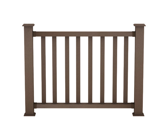 Outside Handrail Round Balusters Brown Composite Deck Brown Solid wood WPC Railing