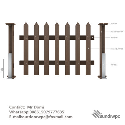Chinese factory outer handrail round railing composite A color solid wood WPC railing