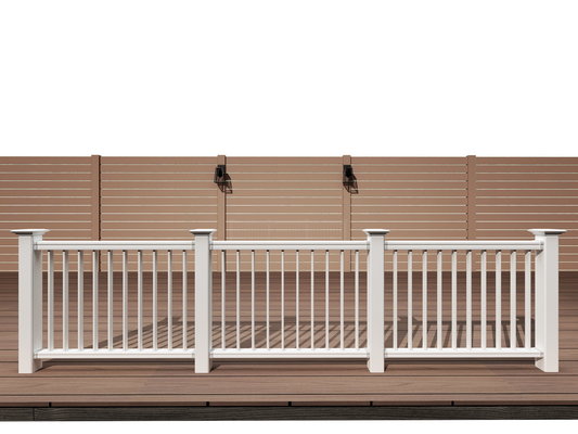 Chinese factory outside handrail round railing composite white solid wood WPC railing