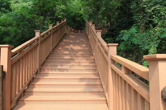 Chinese factory outer handrail round railing composite A color solid wood WPC railing
