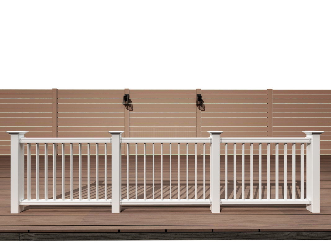 Chinese factory outside handrail round railing composite white solid wood WPC railing
