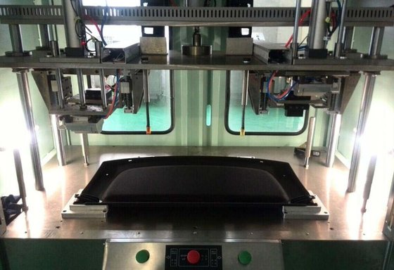 Car plate after more hooks to hot melt riveting point welding machine
