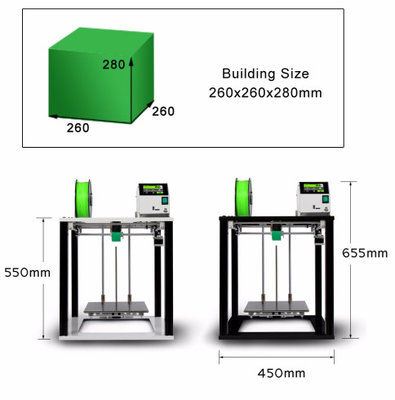 Touch Screen Easy 3D Printer Defensor R9 Large Size cube Full Metal Aluminum Frame Impresora 3 D DIY Kit for beginners supplier