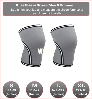 GREY  Knee Compression Sleeve - 7mm Neoprene competition Level Knee Brace