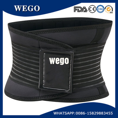 WG-LS007 Black Deluxe Neoprene Elastic Lumbar Lower Back Pain Brace Belt with Customized Silicone Logo