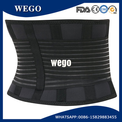 WG-LS007 Black Deluxe Neoprene Elastic Lumbar Lower Back Pain Brace Belt with Customized Silicone Logo