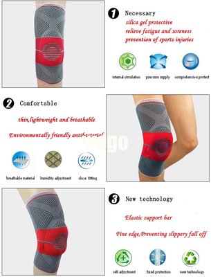 Compression Full Knee Support Brace Sleeve Silicone Padded Pain Relief Gym Sport