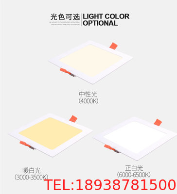 Orange thin section LED Panel lights 3W 6W 12W 18W  Round/Square LED 85-265V 2 Years Warranty Panel Light