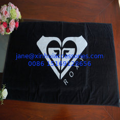China Dark Black Customized Jacquard Reactive Printing Cotton Towel supplier