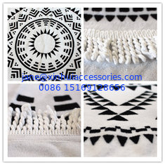 China 100% cotton large round printed beach towels customize design with low MOQ low price supplier