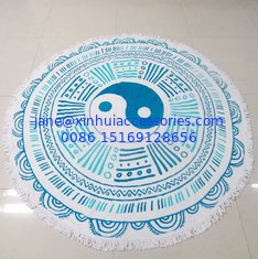 China special round beach towel printed round beach towel with tassels supplier