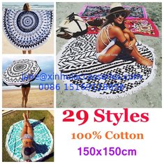 China Cheap wholesale cotton printed round beach towel supplier