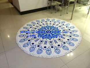 China Wholesale Large Custom Printed Round Beach Towel With Tassel, Circle Beach Towel supplier