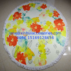 China reactive custom printing cotton terry velour round beach towels circular beach towels supplier