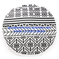 China 100% cotton large round beach towels customize design with low MOQ low price supplier