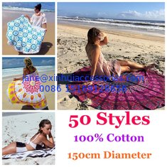 China China wholesale mandala roundie towel 100% cotton round beach towels with tassels fringe supplier