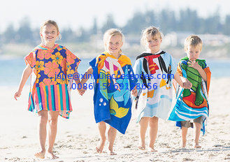 China Custom Print Beach Kids Hooded Poncho Towel supplier