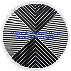 China Hot sell 100% Cotton Tassels Round Swimming Beach Towel Black White Stripe Circle Beach Towel supplier