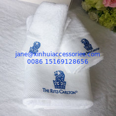 China 100% cotton custom embroidered logo white terry hotel bath towel set supplier