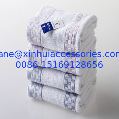 72*34cm Pure Cotton simple classic grid face towel embroidered hand towel with satin supplier