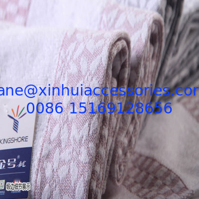 72*34cm Pure Cotton simple classic grid face towel embroidered hand towel with satin supplier