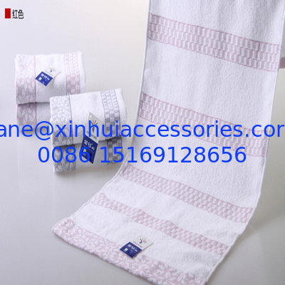 72*34cm Pure Cotton simple classic grid face towel embroidered hand towel with satin supplier