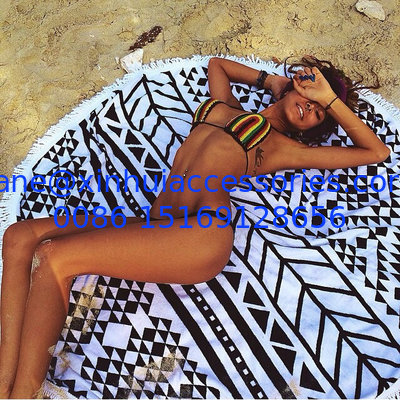 Most hot selling microfiber round beach towel Cotton round beach towel samll MOQ customize supplier