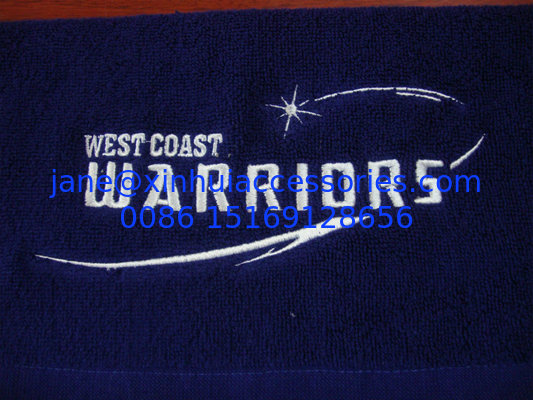 100% cotton Small MOQ blue color gym/sport/golf towel with custom brand logo supplier