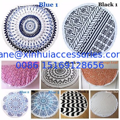 Cheap wholesale cotton printed round beach towel supplier