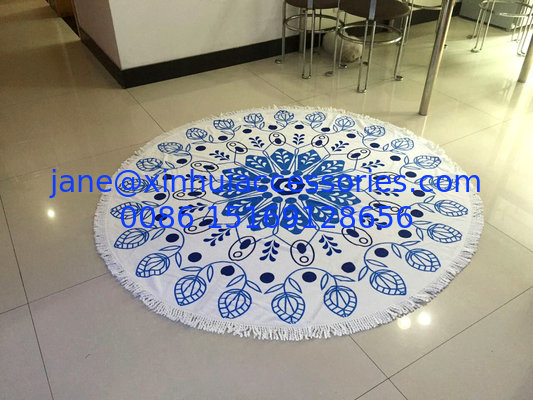 Wholesale Large Custom Printed Round Beach Towel With Tassel, Circle Beach Towel supplier