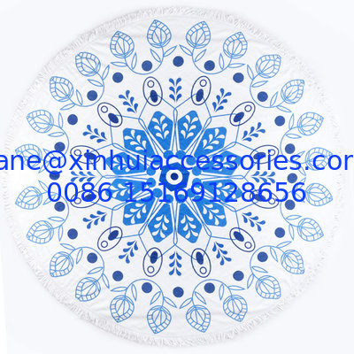 Wholesale Large Custom Printed Round Beach Towel With Tassel, Circle Beach Towel supplier