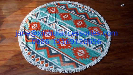 Microfiber custom print round beach towels with tassel microfiber round beach towel supplier