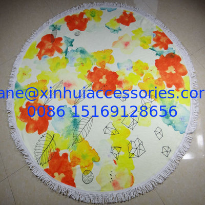 reactive custom printing cotton terry velour round beach towels circular beach towels supplier