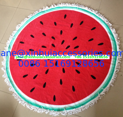New custom watermelon design summer round beach towel circle beach towel customize towel supplier