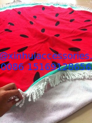 New custom watermelon design summer round beach towel circle beach towel customize towel supplier